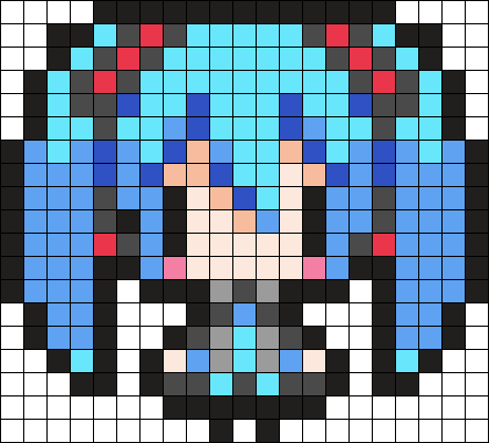 Hatsune Miku Pixel Art Perler Perler Bead Pattern | Bead Sprites ...
