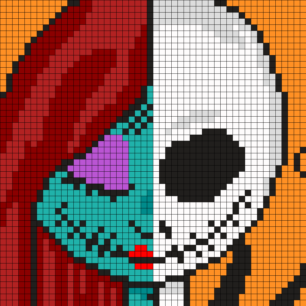 Jack And Sally 2 Halves For Square Perler Bead Pattern Bead Sprites