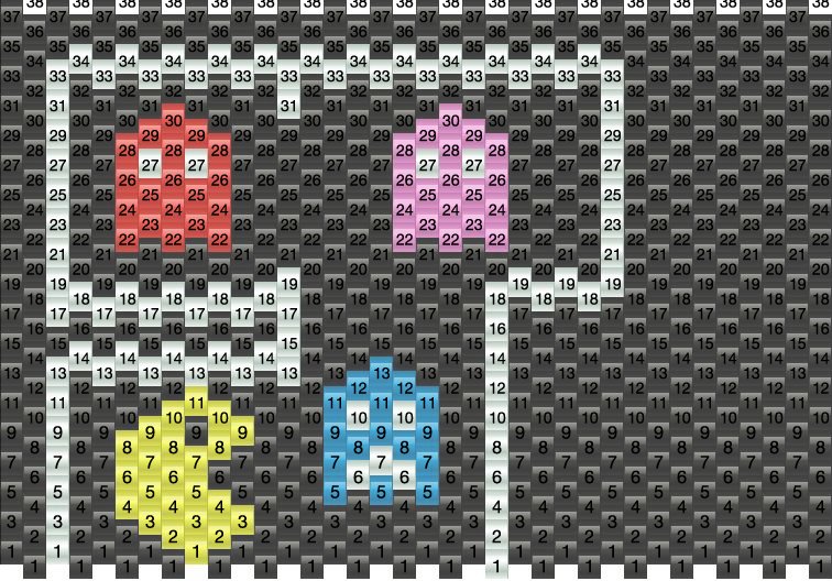 Pacman And Ghosts Pony Bead Patterns | Characters Kandi Patterns for ...