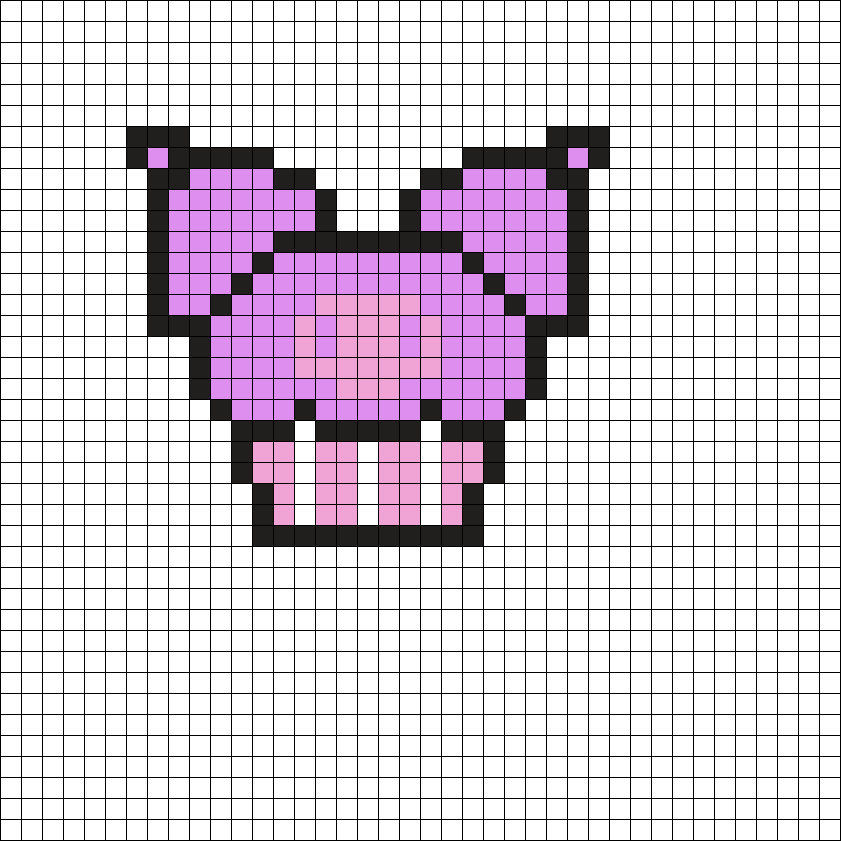 Kuromi Cupcake Perler Bead Pattern | Bead Sprites | Food Fuse Bead Patterns