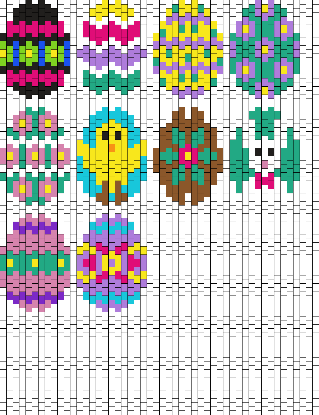 Easter Eggs Pony Bead Patterns | Holidays Kandi Patterns for Kandi Cuffs