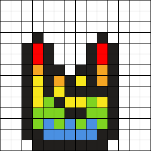 Rock And Roll Rainbow 14 X 14 Perler Bead Pattern | Bead Sprites | Misc ...