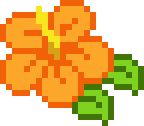 Orange Hibiscus Flower Perler Bead Pattern | Bead Sprites | Misc Fuse ...