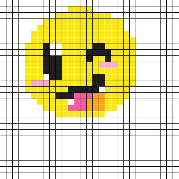 Big Winking Face With Fangs Perler Perler Bead Pattern | Bead Sprites ...