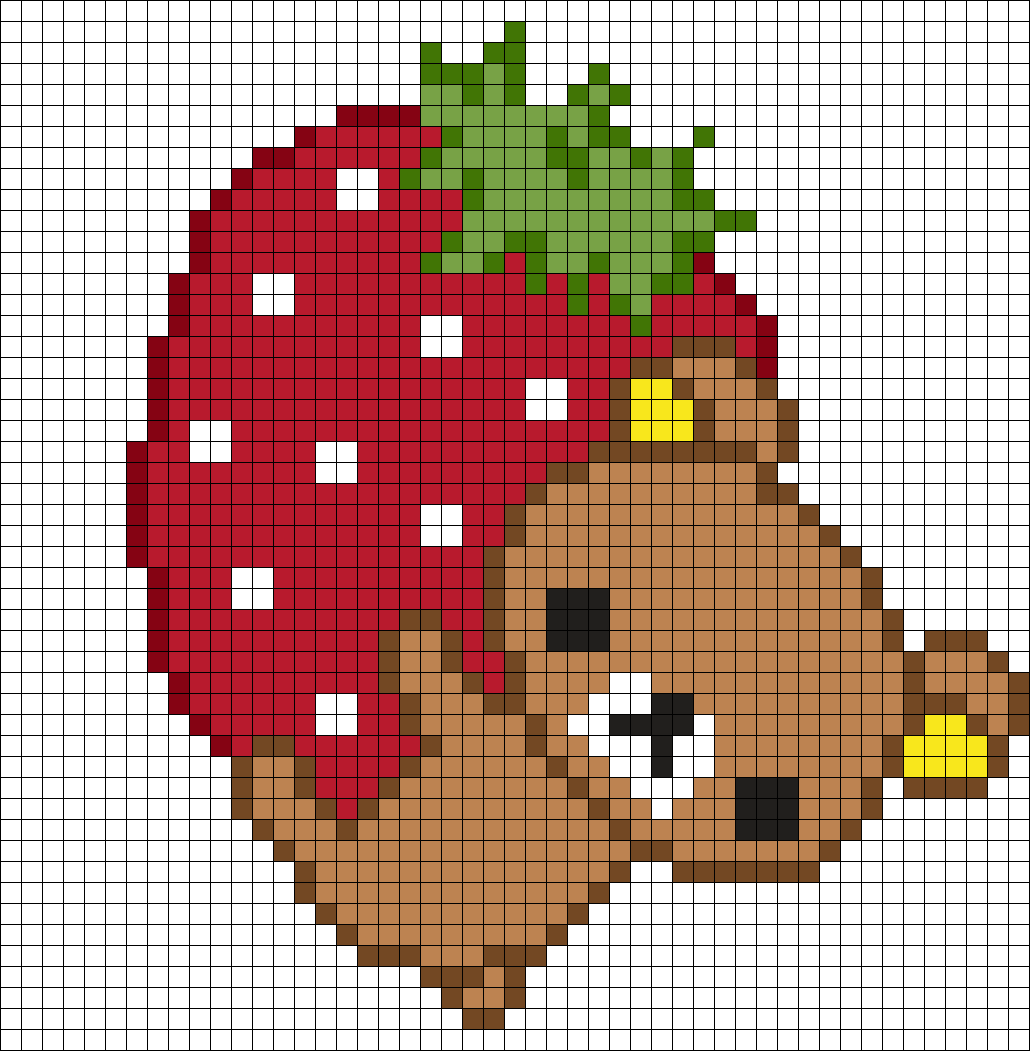 Rilakkuma On A Strawberry Perler Bead Pattern | Bead Sprites | Misc ...