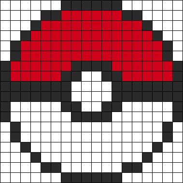 Flat Pokeball Perler Bead Pattern | Bead Sprites | Misc Fuse Bead Patterns