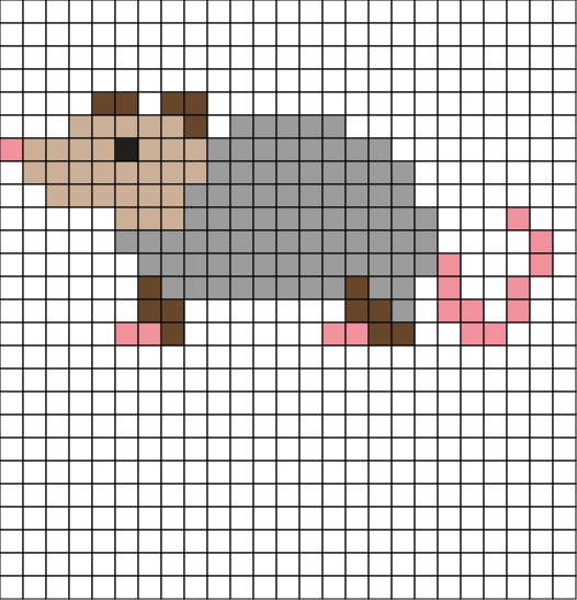 Opossum Perler Bead Pattern | Bead Sprites | Misc Fuse Bead Patterns