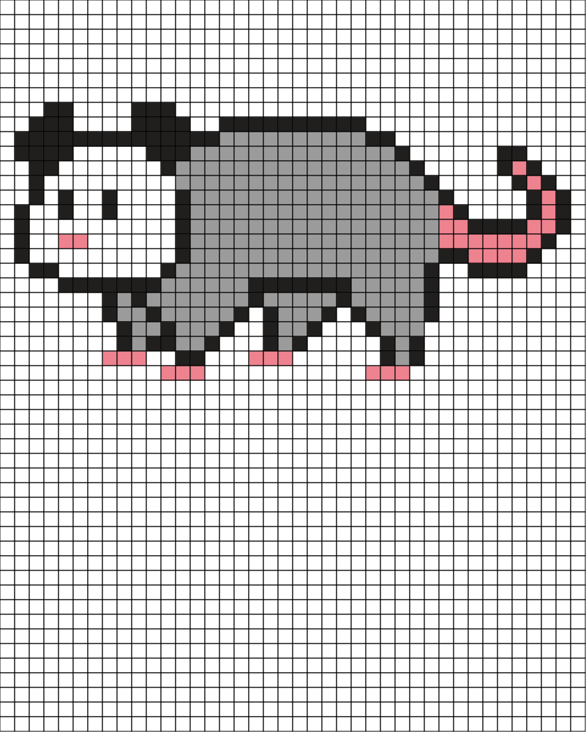 Opossum Perler Bead Pattern | Bead Sprites | Misc Fuse Bead Patterns