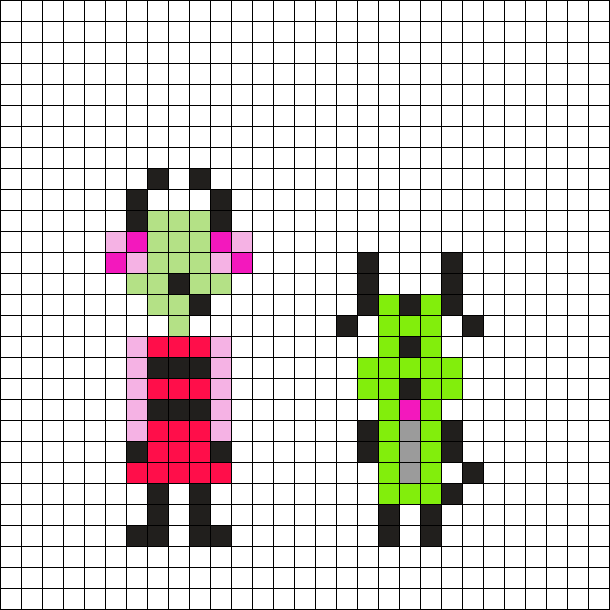 Zim And Gir Perler Bead Pattern | Bead Sprites | Misc Fuse Bead Patterns