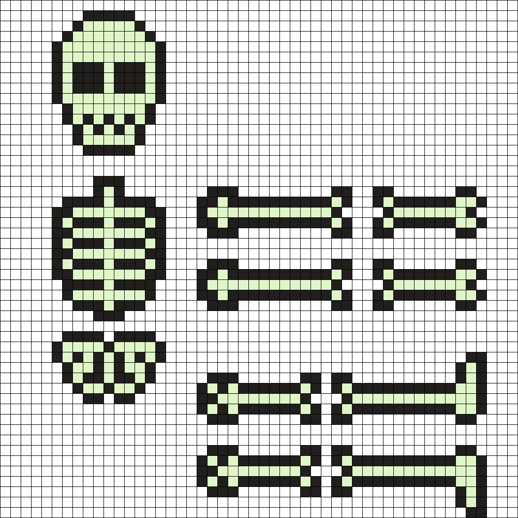 Glow In The Dark Hanging Skeleton Perler Bead Pattern | Bead Sprites ...