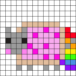Small Nyan Cat Perler Bead Pattern | Bead Sprites | Misc Fuse Bead Patterns