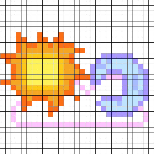 The Sun And The Moon (with Cloud!!) Perler Bead Pattern | Bead Sprites ...