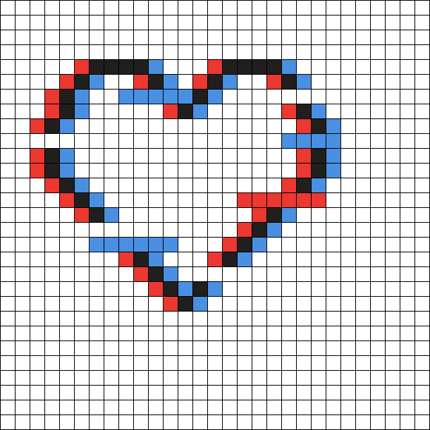 3D Glitch Heart Perler Bead Pattern | Bead Sprites | Misc Fuse Bead ...