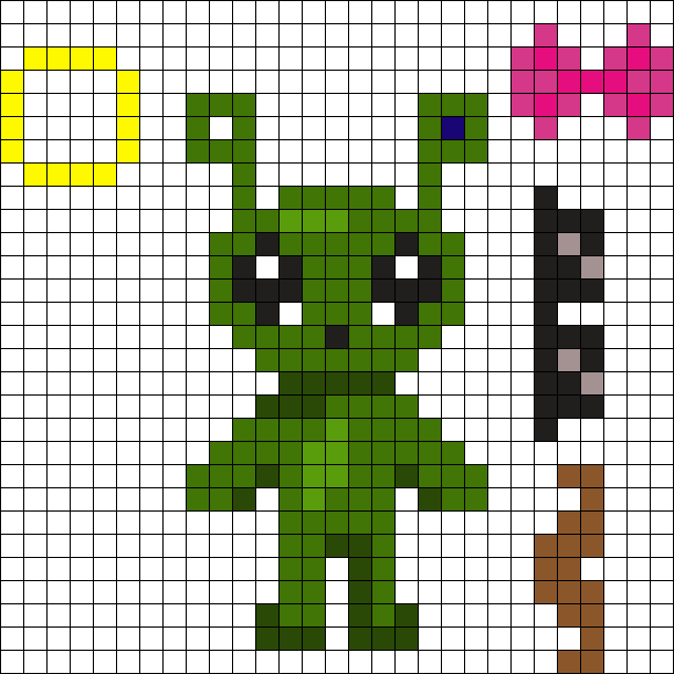 Aftonsparv W/ Accessories Ikea Alien Perler Bead Pattern | Bead Sprites ...