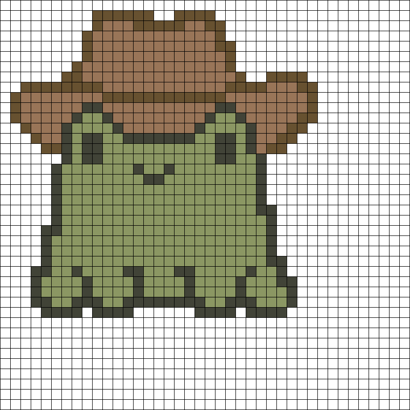 Cowboy Frog Perler Bead Pattern | Bead Sprites | Misc Fuse Bead Patterns