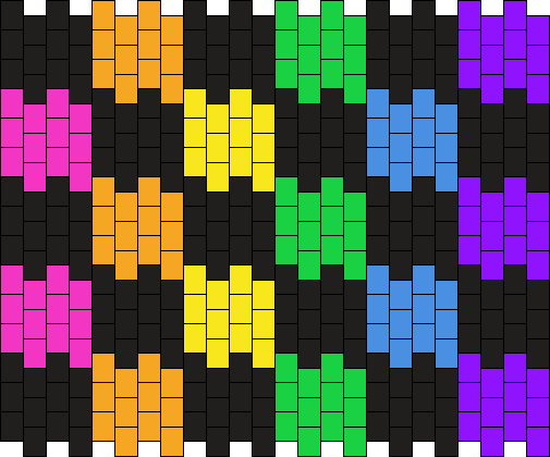 Checkered Black And Rainbow Pony Bead Patterns | Misc Kandi Patterns for Kandi Cuffs
