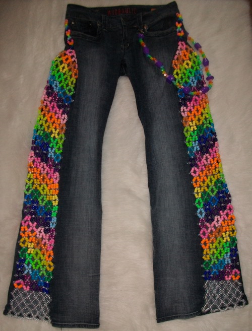 Pastel rainbow kandi pants with chain by KandiToYBoX - Kandi Photos on ...