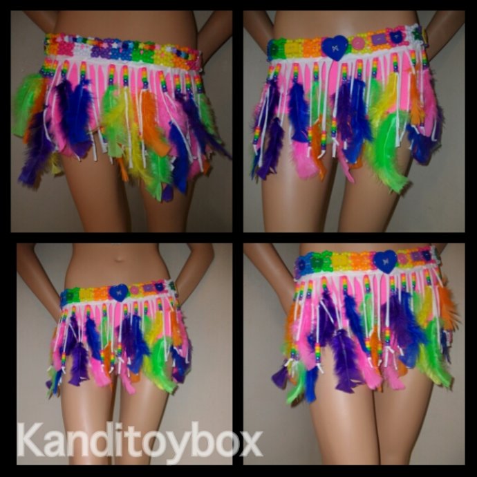 Rainbow feather kandi skirt by KandiToYBoX - Kandi Photos on Kandi Patterns