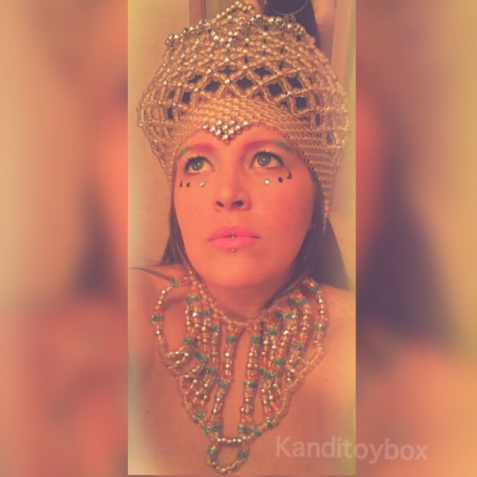 Gold kandi crown with neck piece by KandiToYBoX - Kandi Photos on Kandi ...