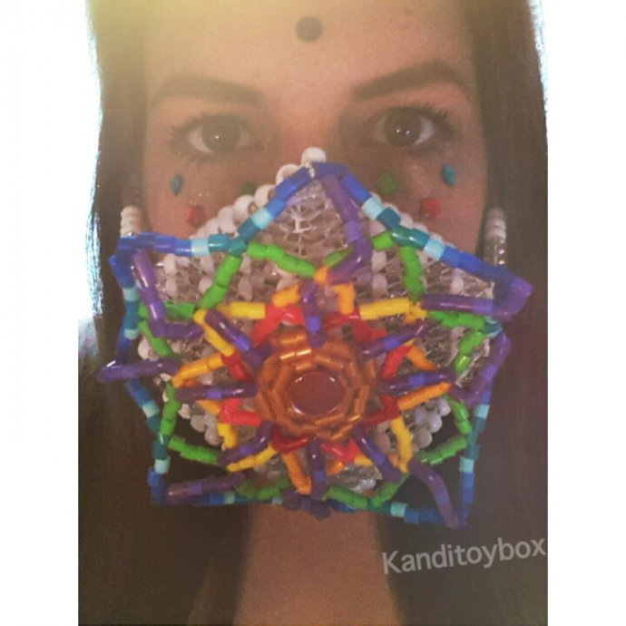Rainbow mandala kandi mask by KandiToYBoX - Kandi Photos on Kandi Patterns