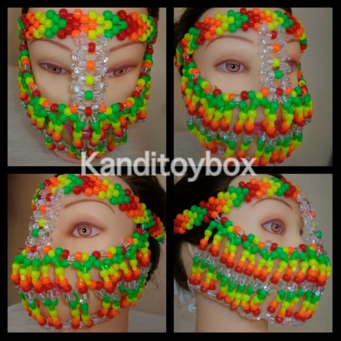 Orange green and yellow kandi mask by KandiToYBoX - Kandi Photos on ...