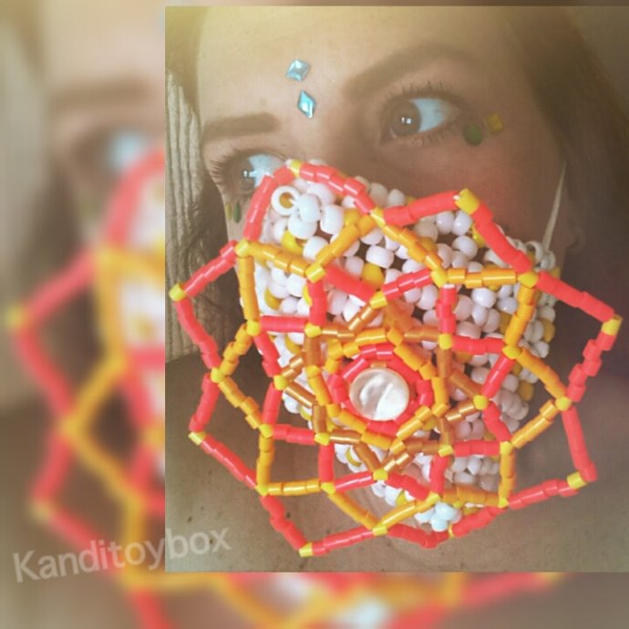 Orange mandala kandimask by KandiToYBoX - Kandi Photos on Kandi Patterns