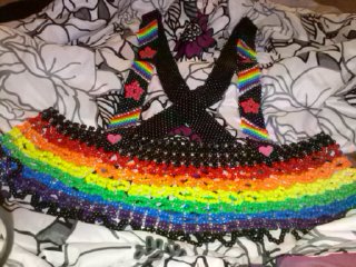 Front on my kandi skirt with suspenders by HOTPINKMETALKITTY - Kandi ...