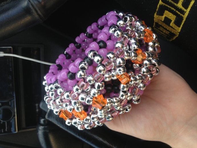 Shiny metal, glow, pink bead UFO cuff by KandiKidRaver - Kandi Photos ...