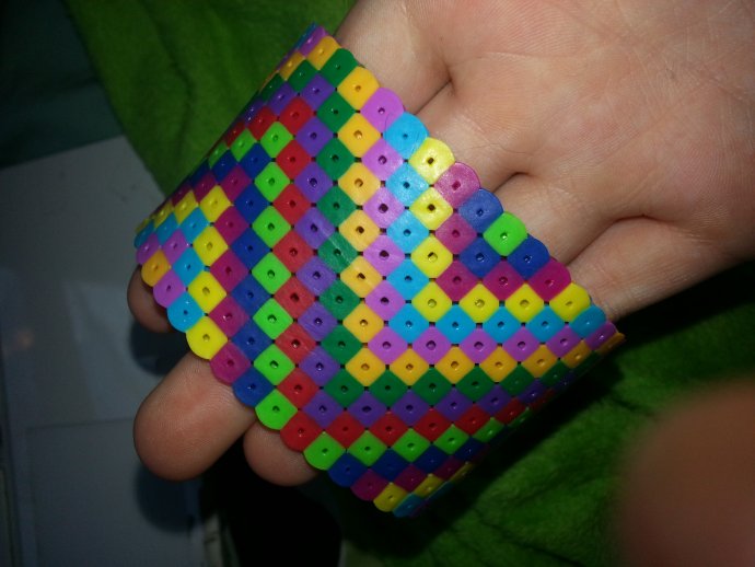 distored rainbow perler cuff by livefree22 - Kandi Photos on Kandi Patterns