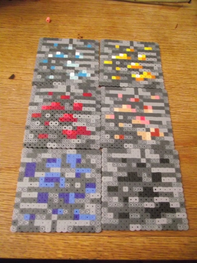 Minecraft Ores Coasters by Soggy_Enderman - Kandi Photos on Kandi Patterns