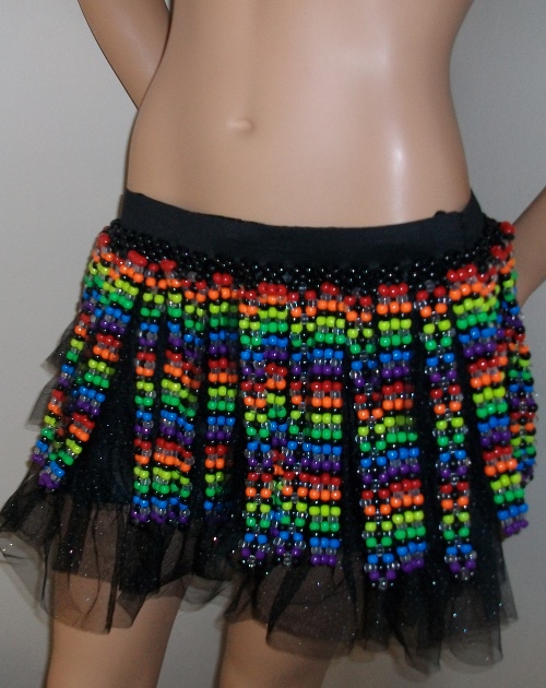 Black n rainbow kandi skirt by KandiToYBoX - Kandi Photos on Kandi Patterns