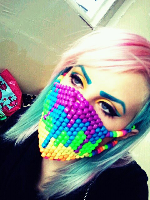 Melted Rainbow Goo Kandi Mask by AlyxVayneRaverKandi - Kandi Photos on ...