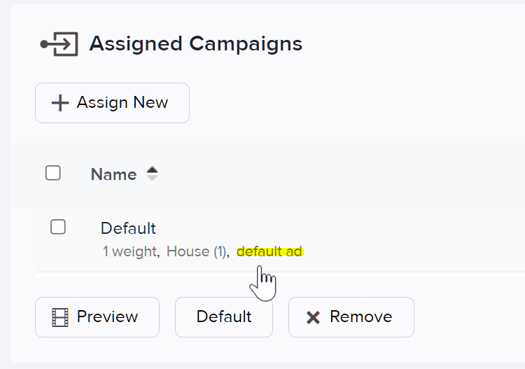 How to set a default or house ad