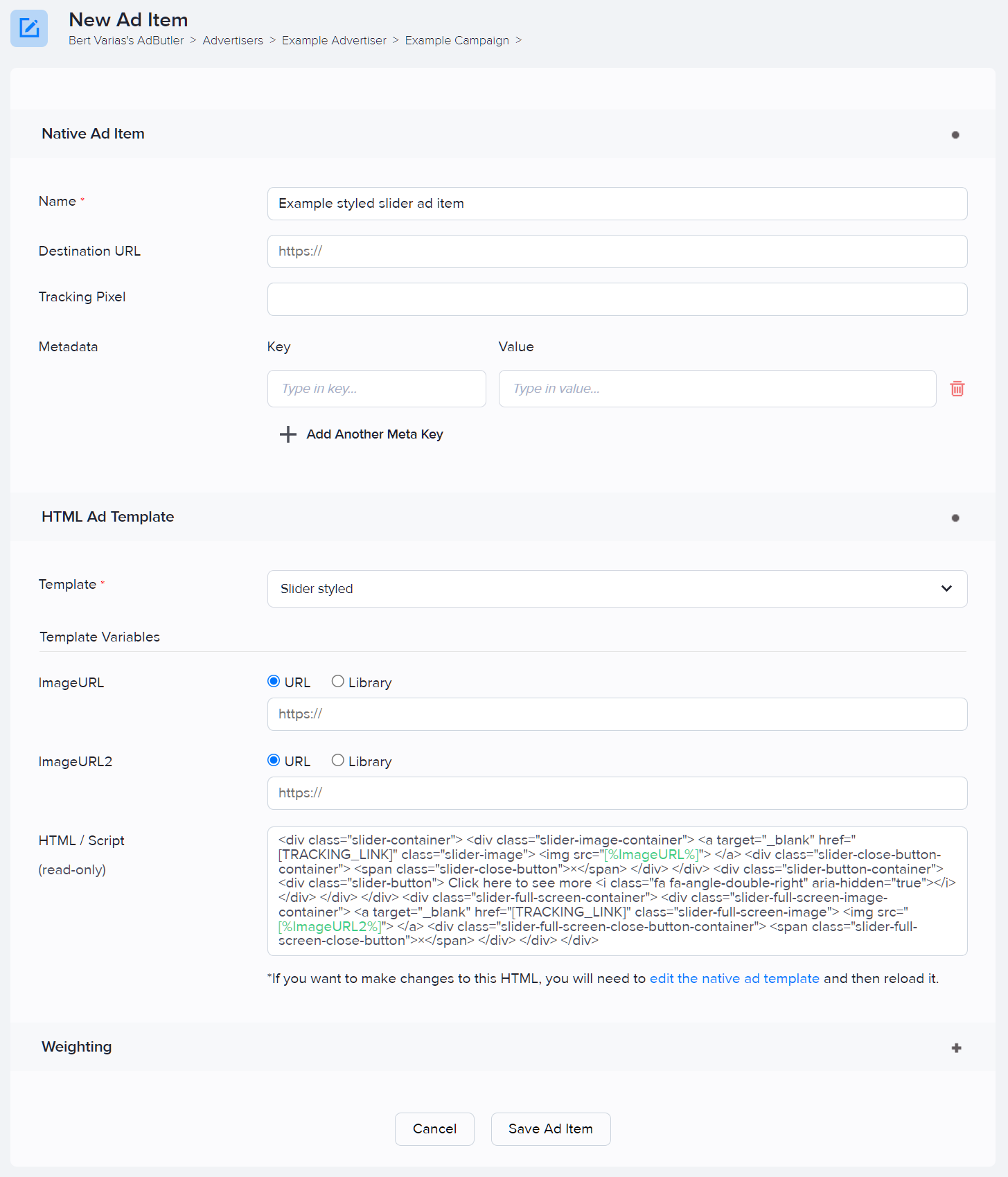 How to make styled native slider ads