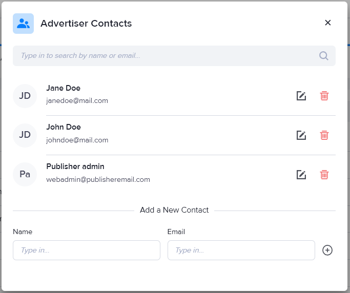 How to manage advertiser contacts