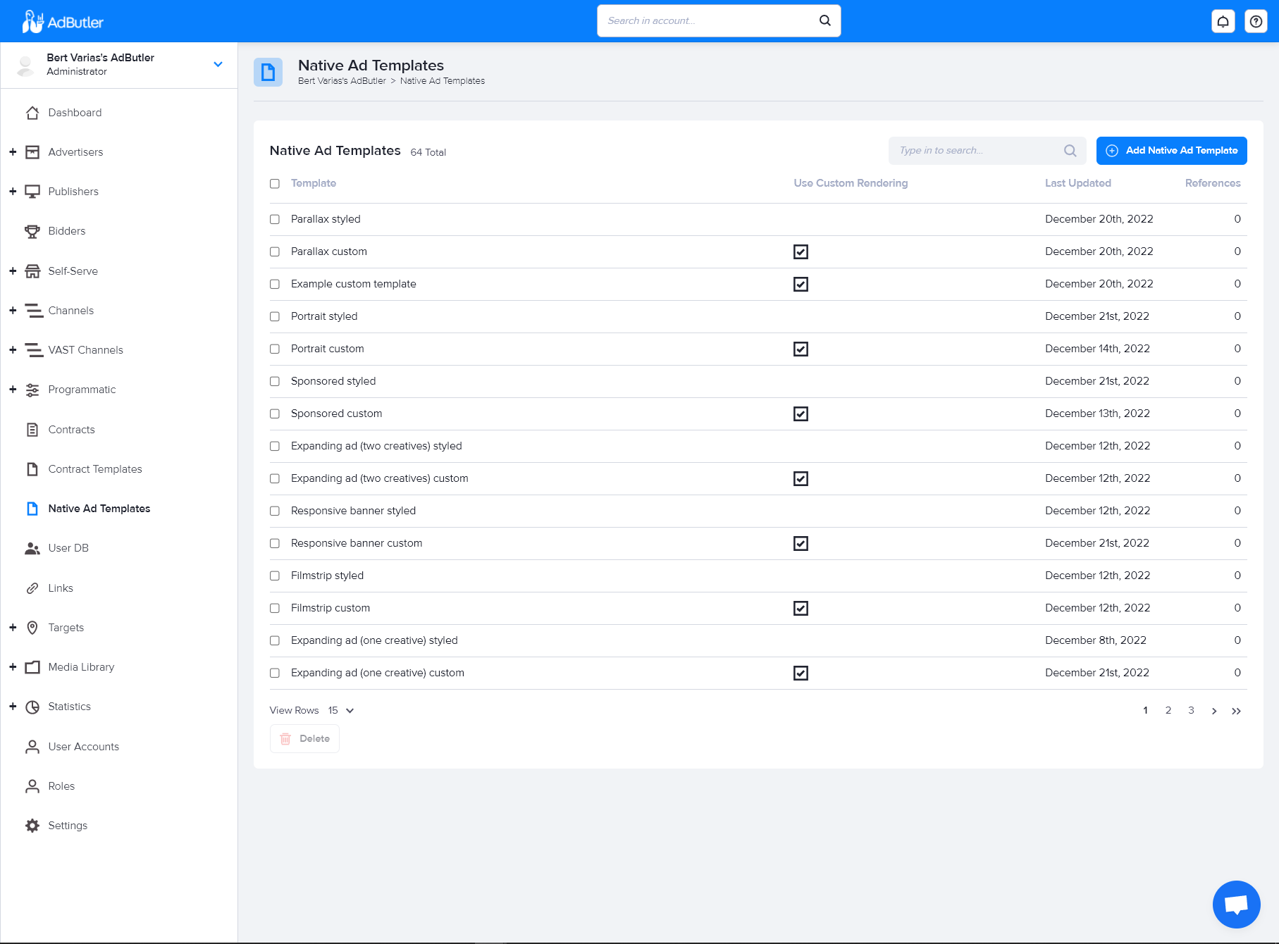 The AdButler interface