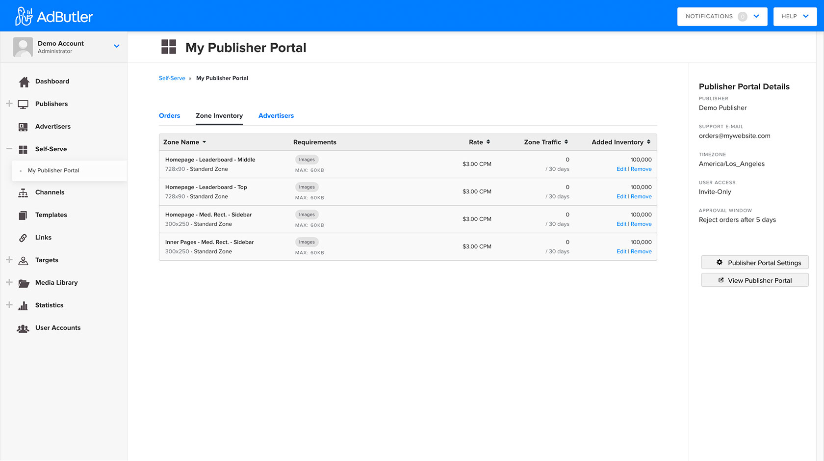 Self-Serve: Managing Portal Inventory