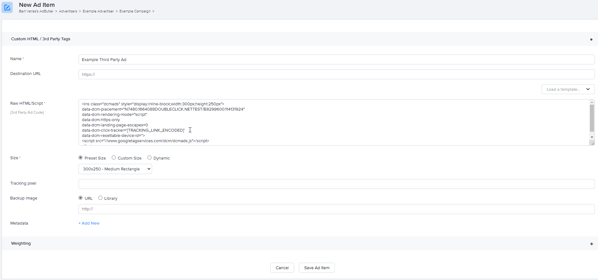 Serving third party ad tags
