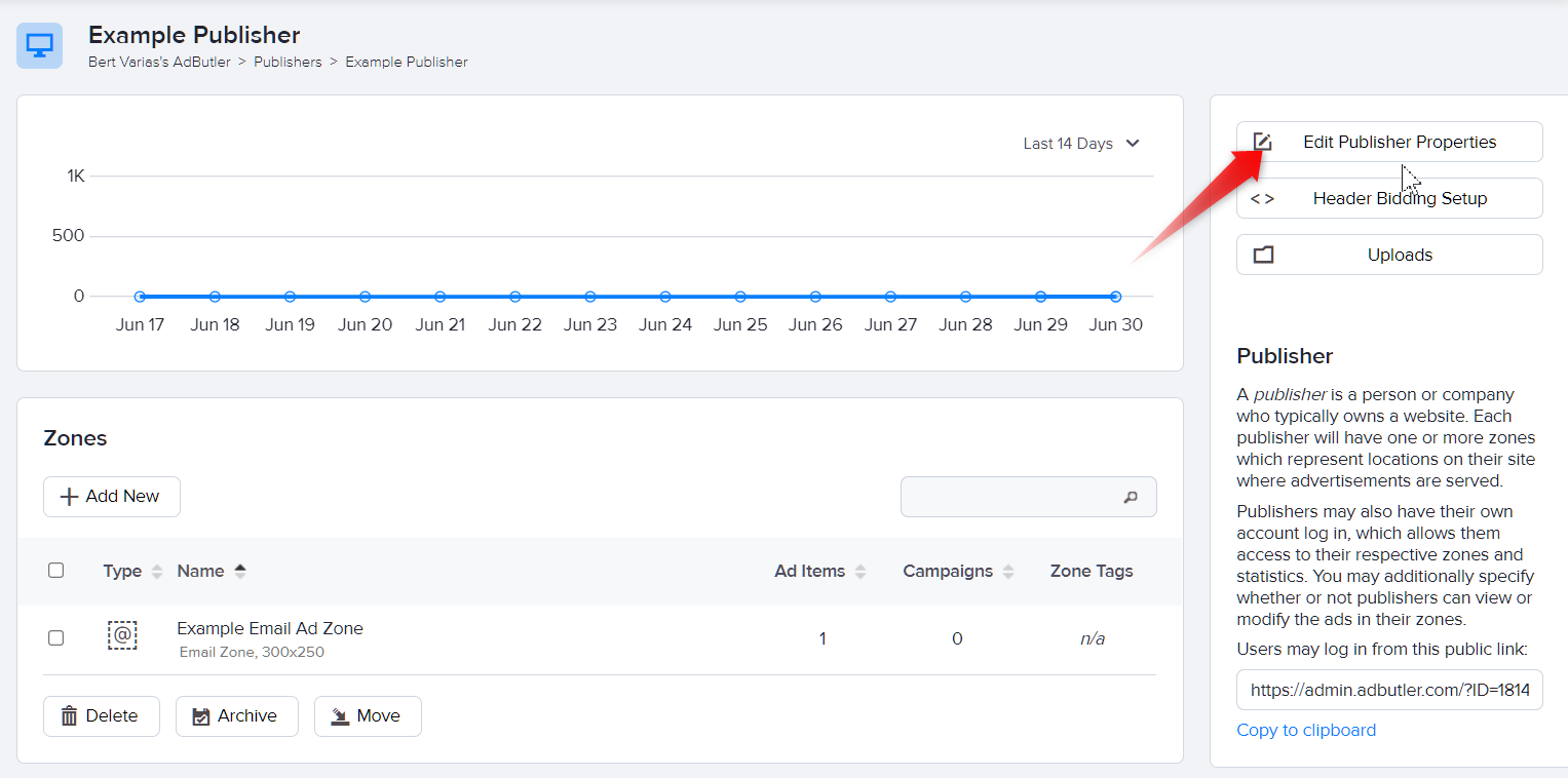 Creating a user login for a publisher