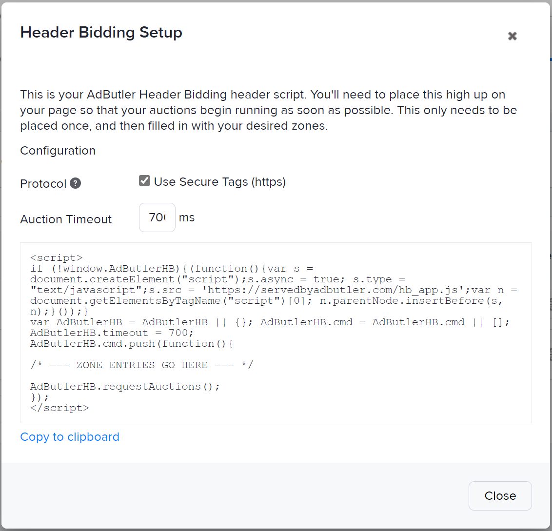 How to set up header bidding zones