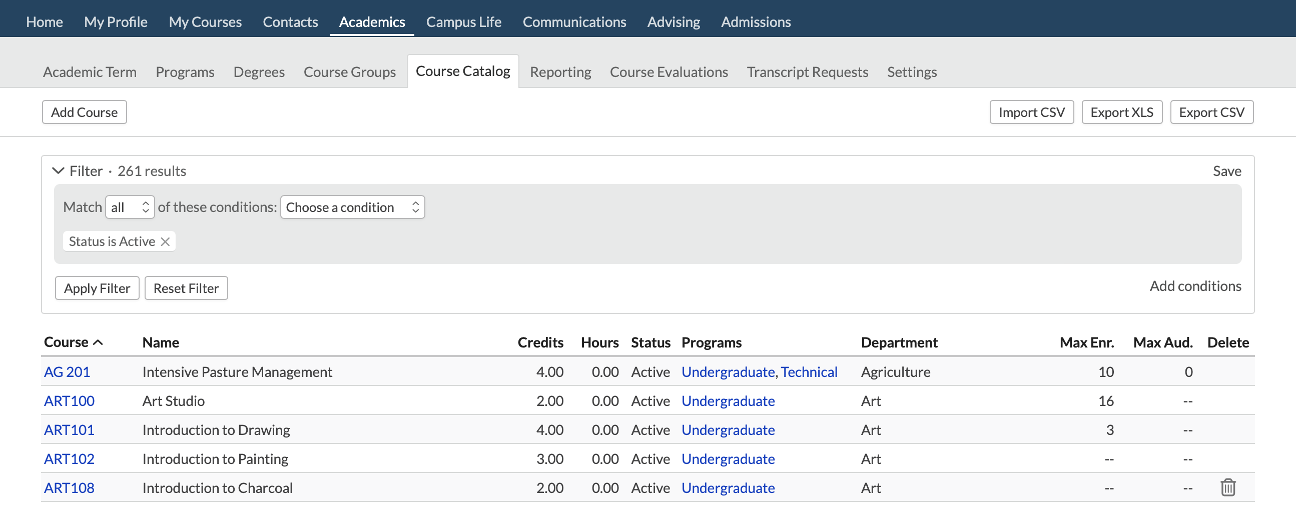 The Course Catalog Populi Knowledge Base