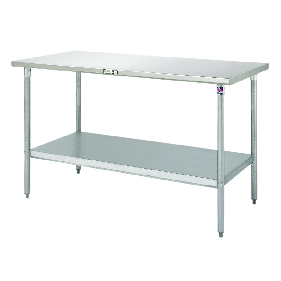 Stainless Steel-Top Table - Galvanized Base, Shelf