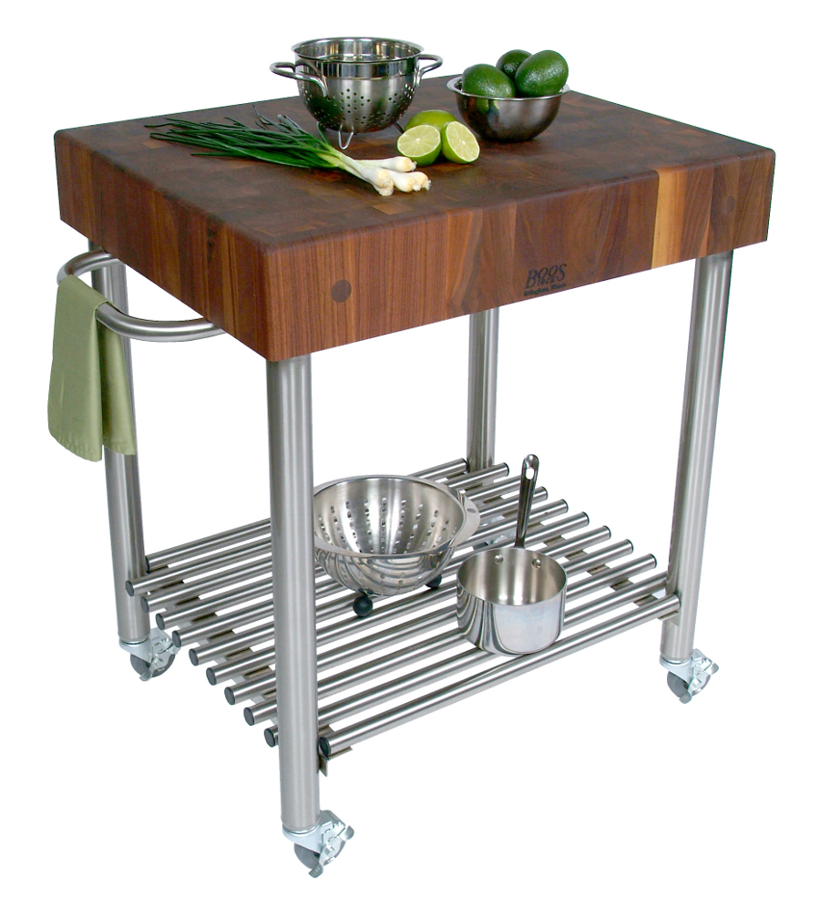 John Boos Cucina D'Amico Walnut Butcher Block Cart