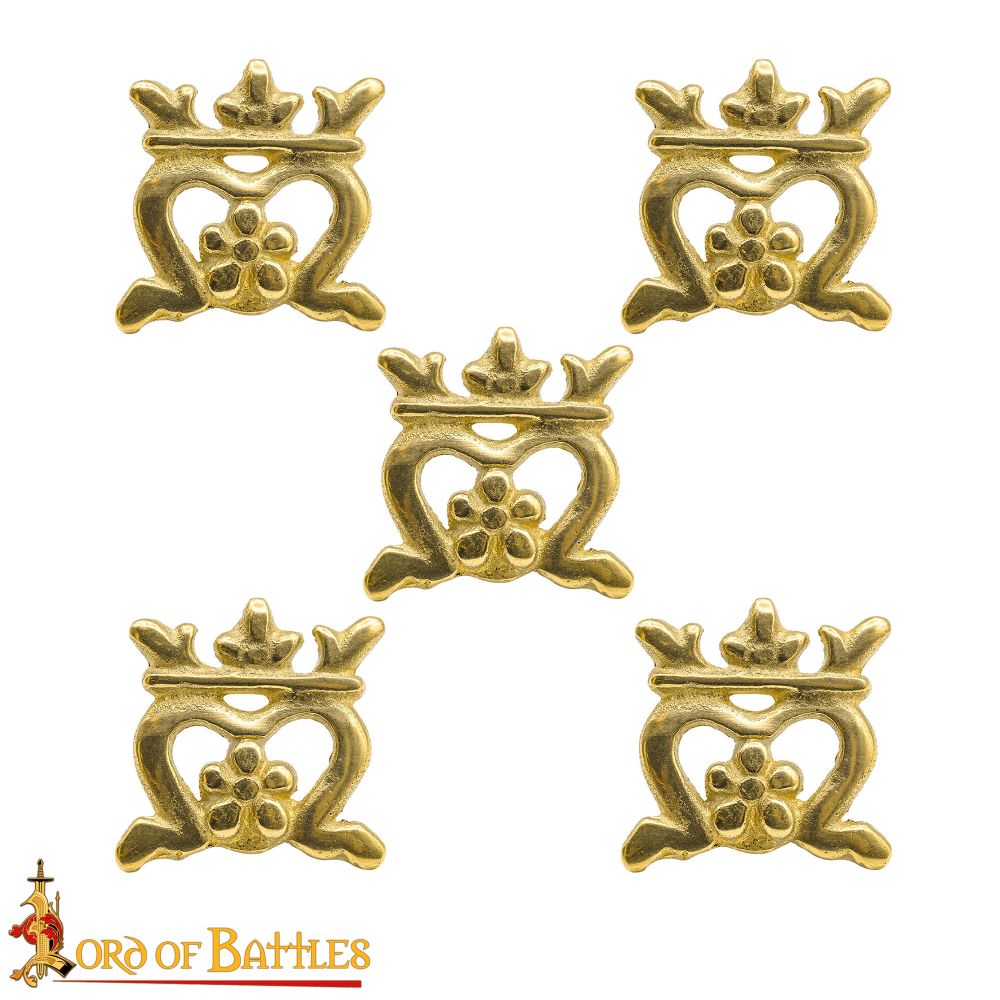 Medieval Crown Belt Studs / Conchos - Set of 5