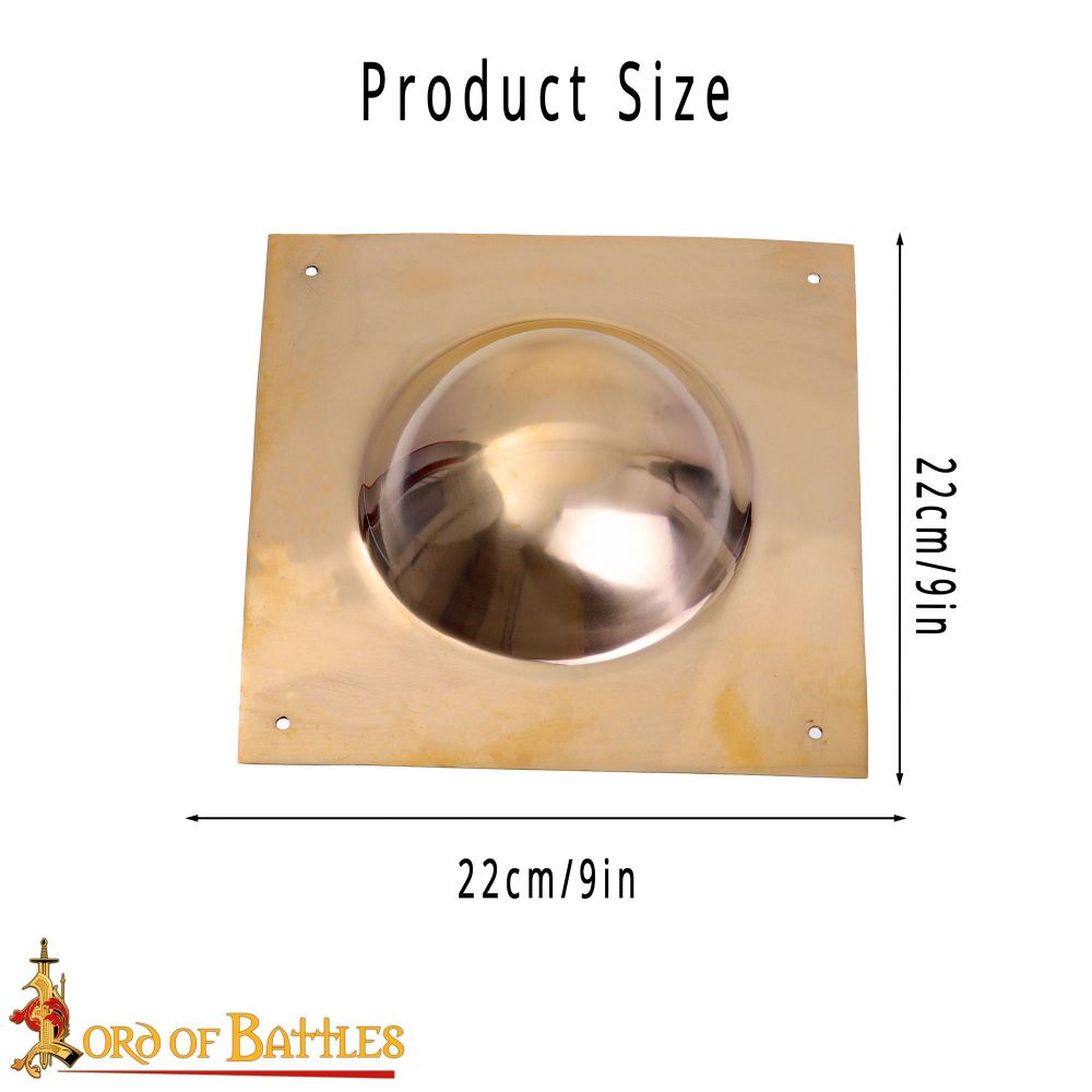 Square Roman Shield Boss - Brass