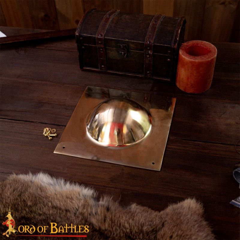 Square Roman Shield Boss - Brass