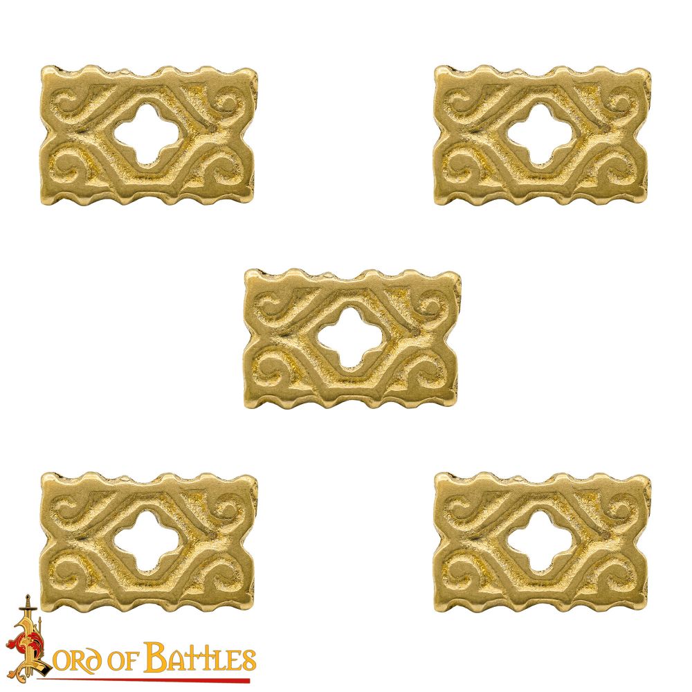 Medieval Brass Quatrefoil Studs - Set of 5
