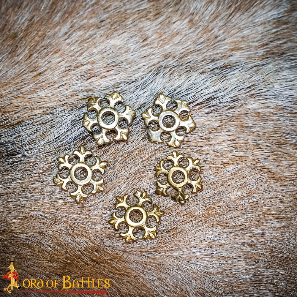 Medieval Fleur Rosette Belt Studs / Conchos - Set of 5