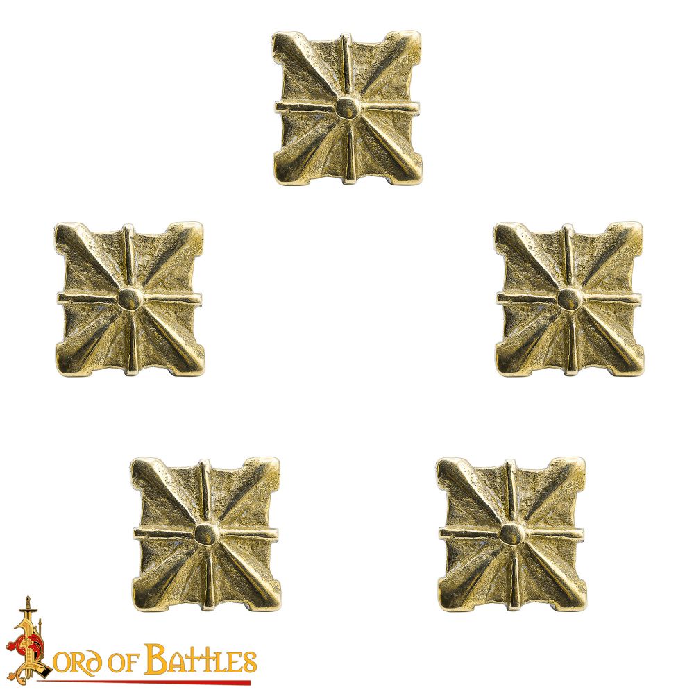Brass Medieval Belt Studs - Set of 5