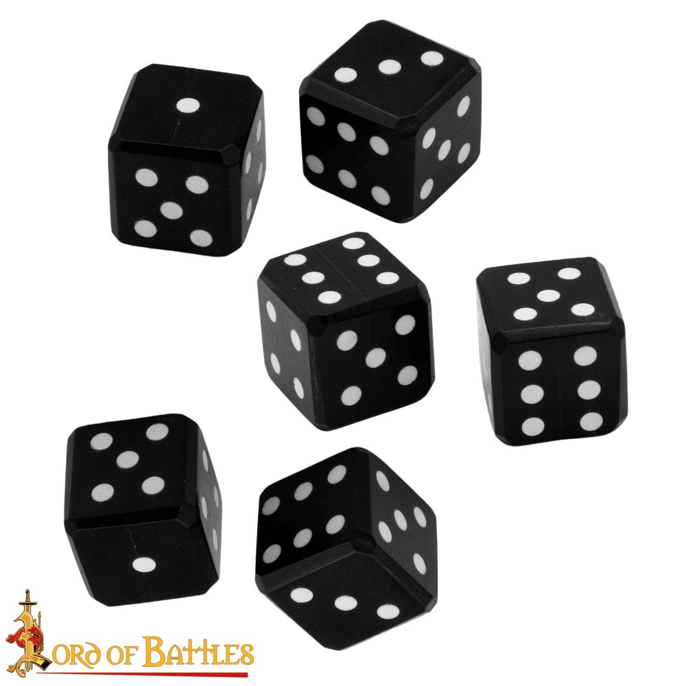 Pair of carved Horn Dice with inlaid pips